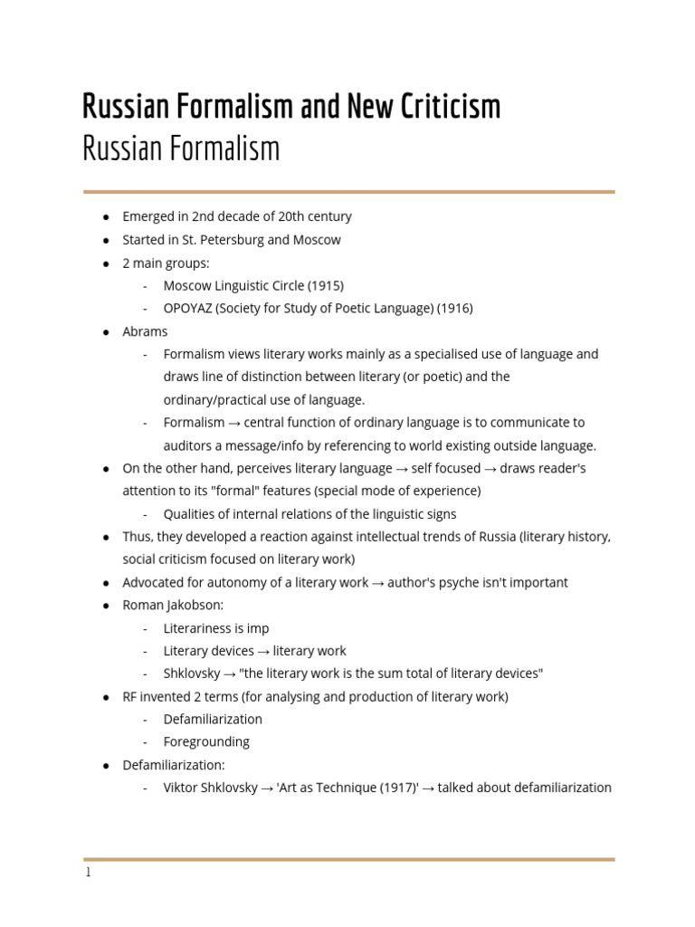 Russian Formalism vs. New Criticism | PDF | Literary Theory | Writing