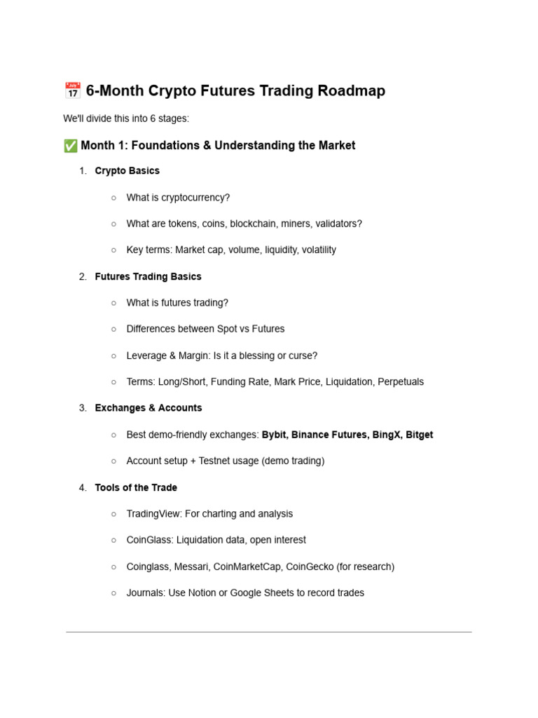 ? 6-Month Crypto Futures Trading Roadmap | PDF | Leverage (Finance ...