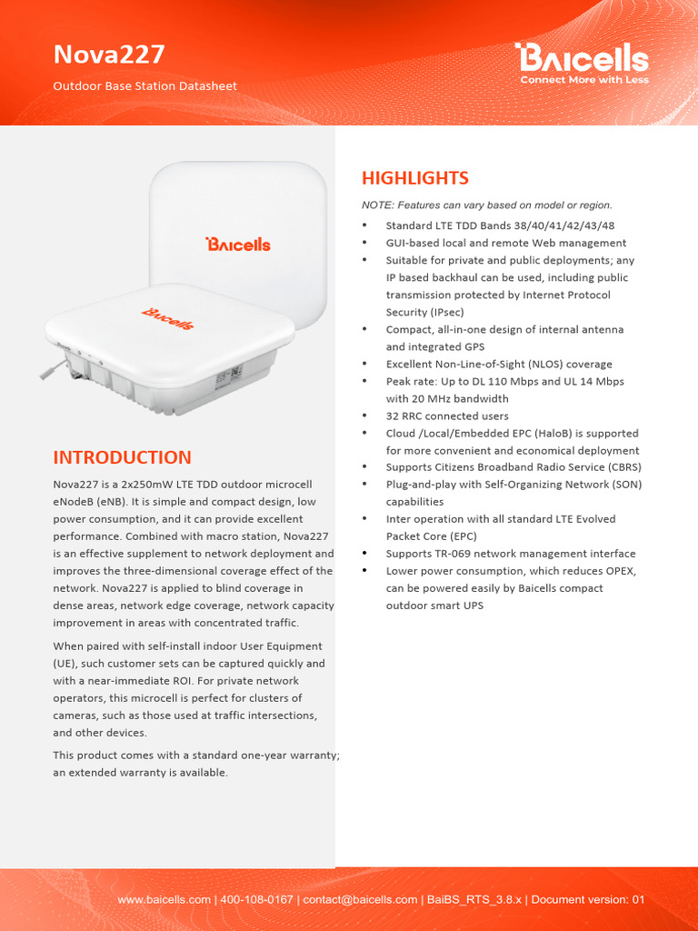 Nova227 Outdoor Microcell Overview | PDF | Lte (Telecommunication ...