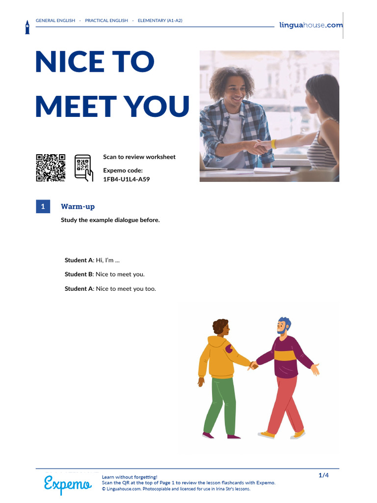 Nice To Meet You British English Teacher A1 A2 | PDF | Chess | Chess Theory
