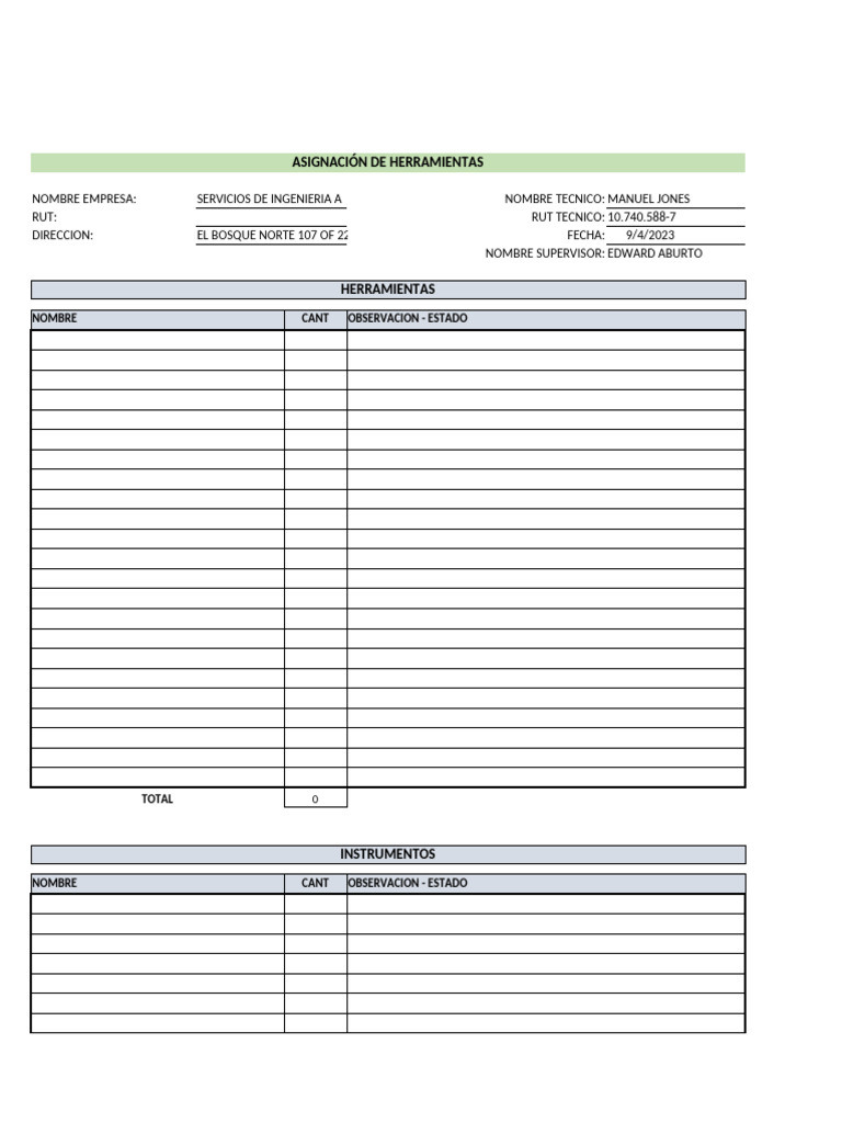 Formato Asignación Herramientas | PDF