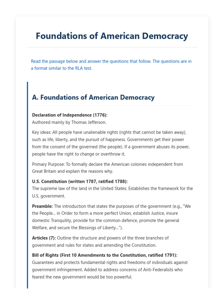 Foundations of American Democracy Overview | PDF | Fifth Amendment To ...
