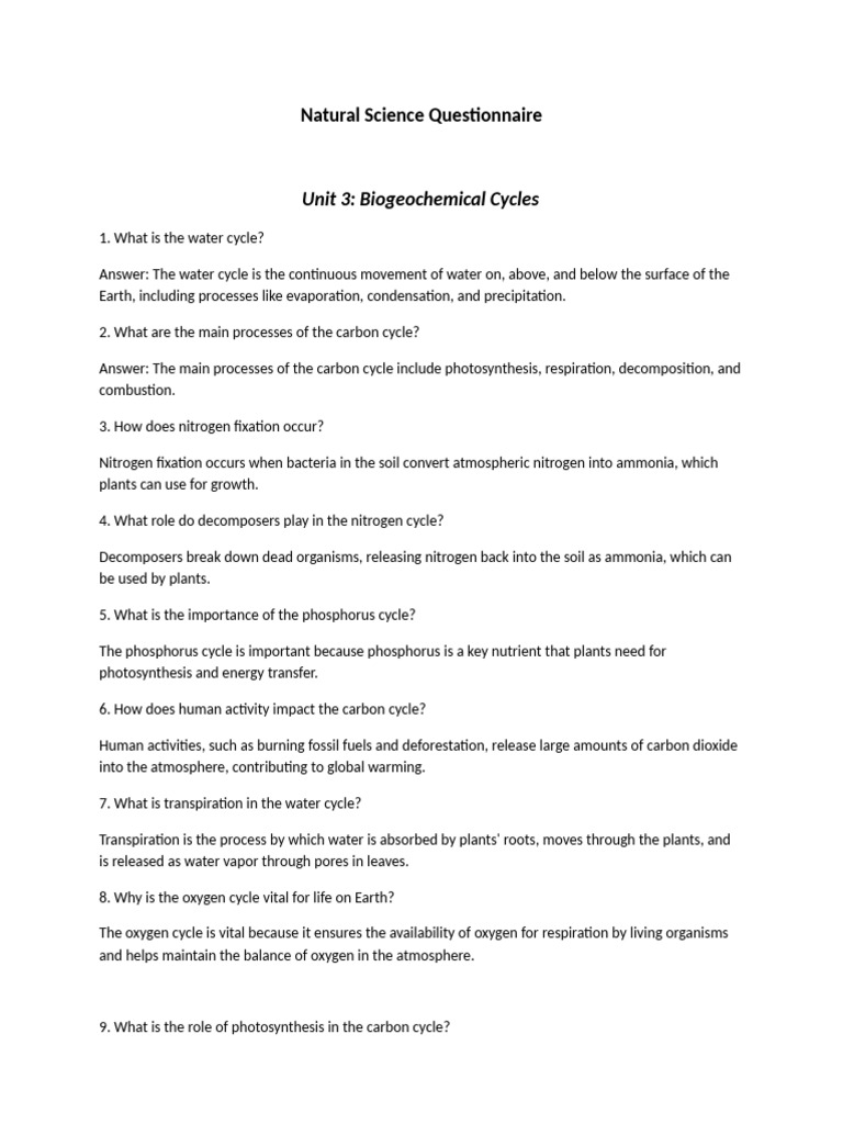 Natural Science Questionnaire | PDF | Pollution | Force