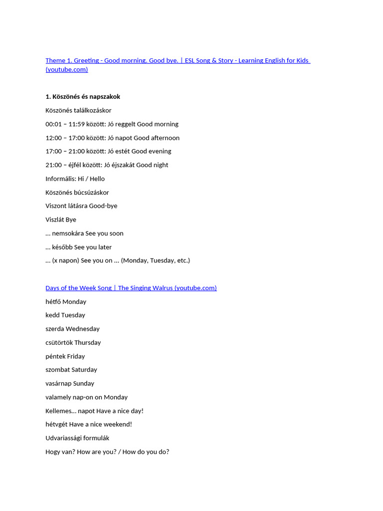 Theme 1. Greeting - Good Morning. Good Bye. - ESL Song & Story ...