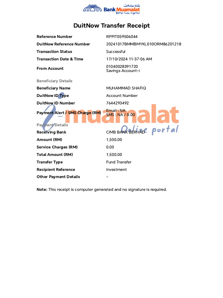 Duit Now Receipt | PDF