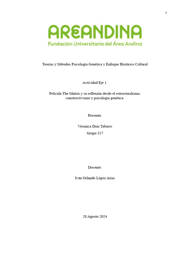 Ejercicio Eje 1 - Teoría y Metodos | PDF | Sicología | Constructivismo (filosofía de la educación)