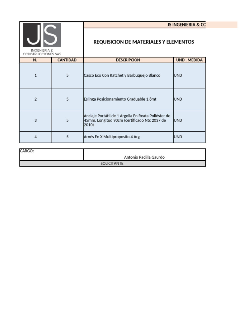 Formato de Requisicion Epcc | PDF