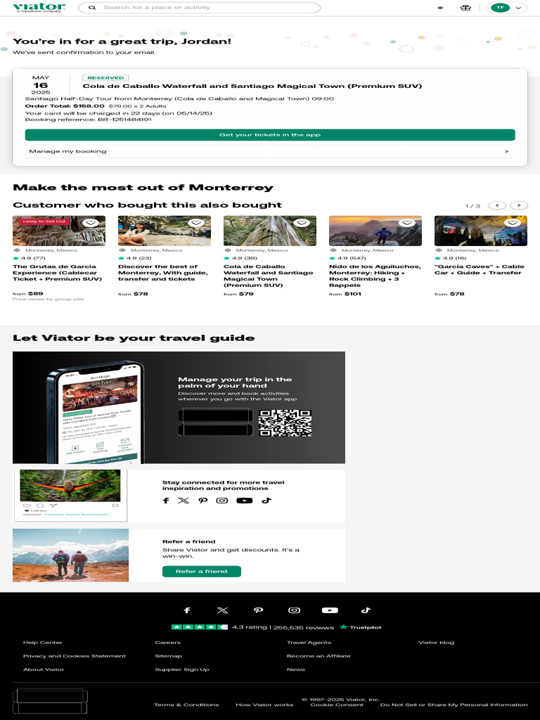 Booking Confirmation Viator | PDF