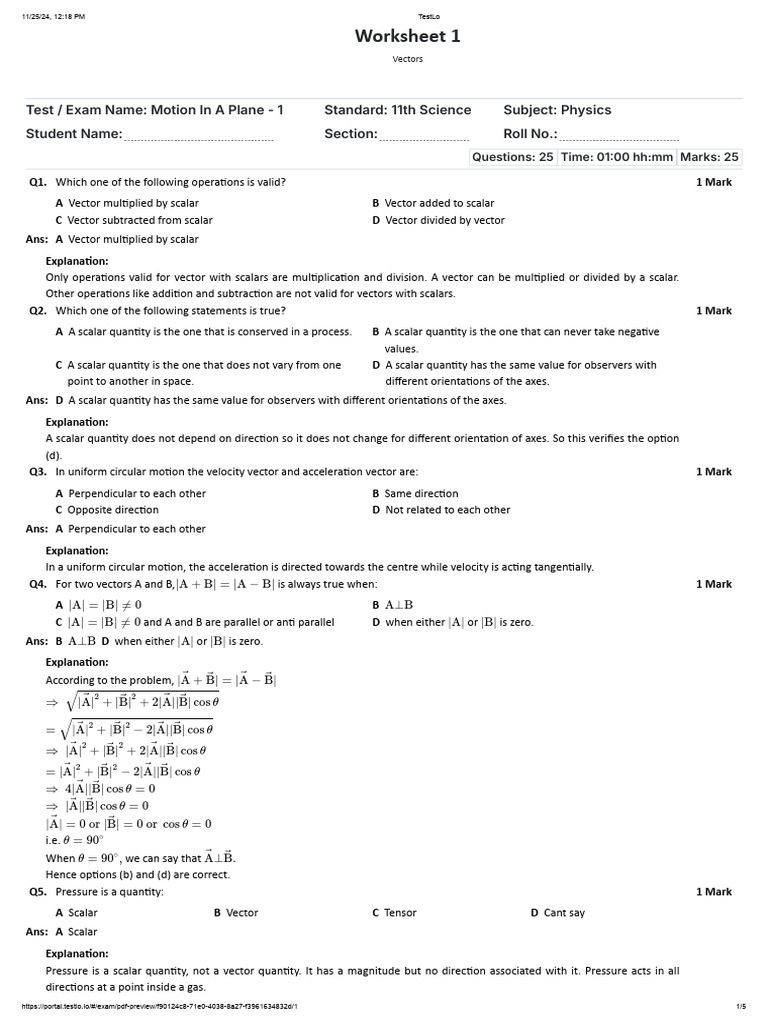 Ncert Xi CH 04 Motion in A Plane QN 04 (Vectors) Ans | PDF | Euclidean Vector | Velocity