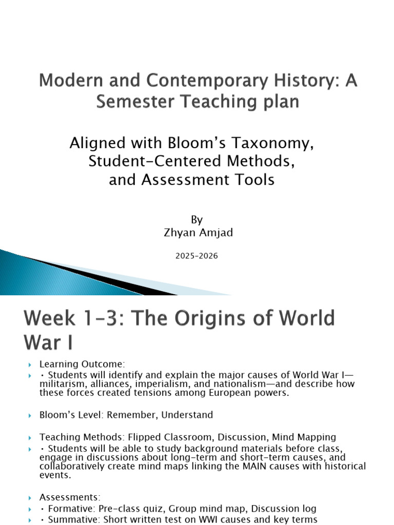 Modern History Teaching Plan | PDF | Teaching Method | Learning