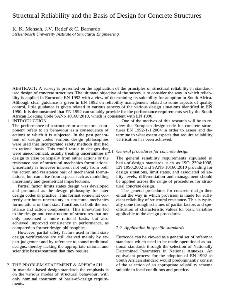 Paper 221 Structuralconcretereliabilityfin Pdf Reliability