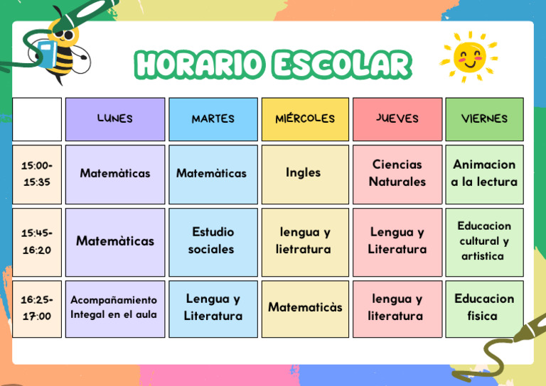 Horario Escolar 2 | PDF