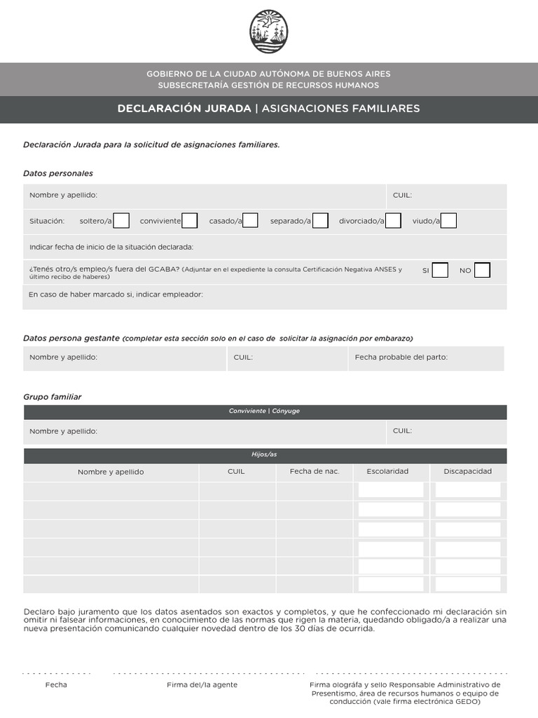 Formulario - Declaración Jurada - Anexo II | PDF