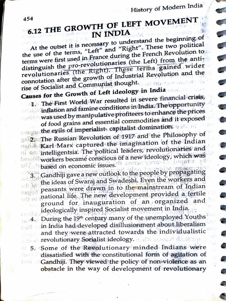 The Growth of Left Movement in India (Modern Optional) | PDF