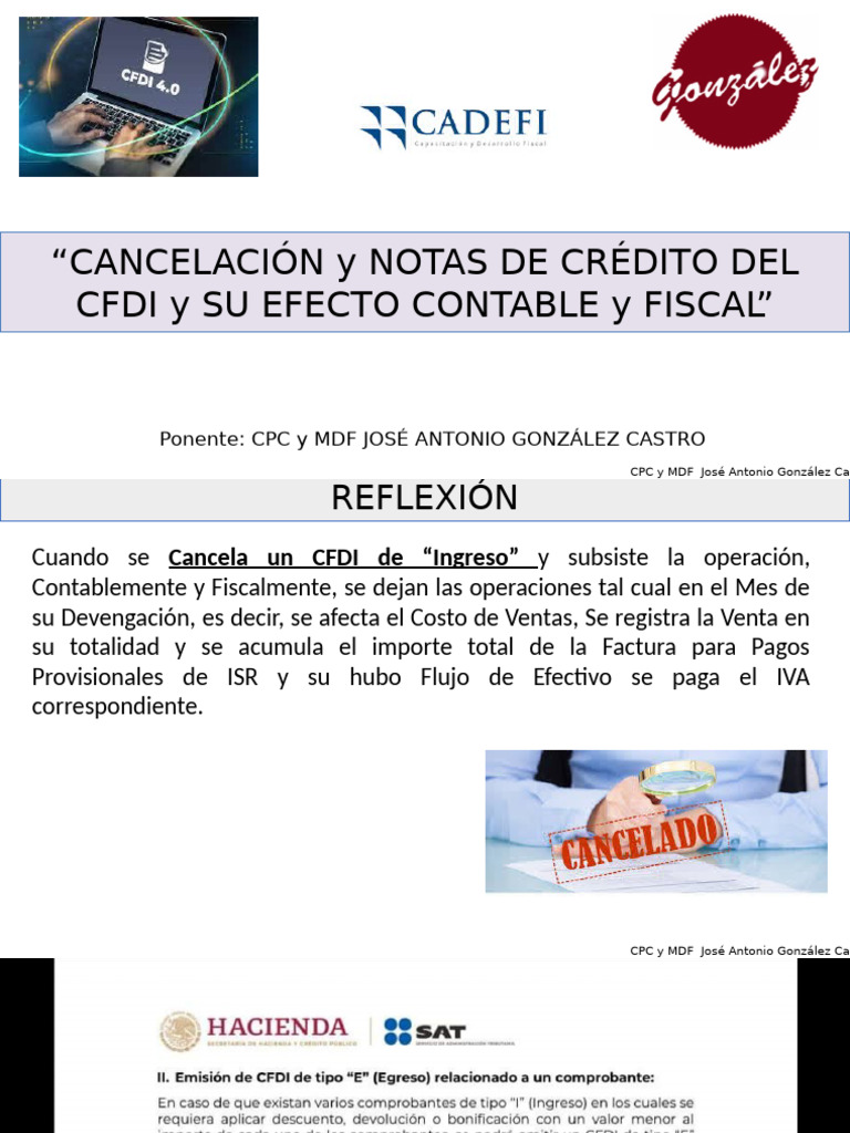 1732687293897-Cancelacioì - N Del Cfdi y Su Efecto Contable | PDF | Impuesto sobre la renta ...
