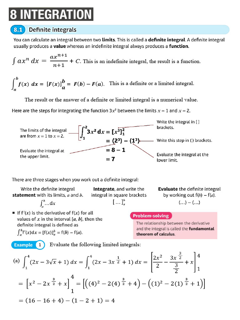 Indefinite and Definite Integrals Explained | PDF | Area | Analytic ...