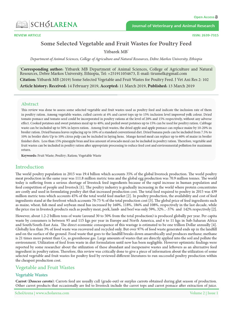 Some Selected Vegetable and Fruit Wastes For Poultry Feed | PDF | Grape ...