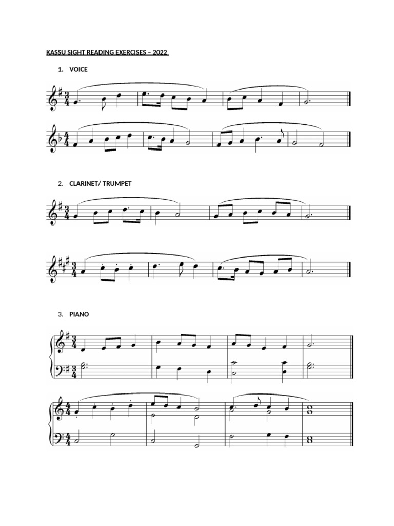Music Paper 1 Sight Reading 2 | PDF