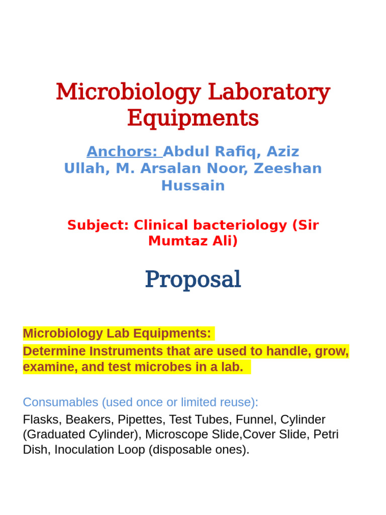 Lab Equipments (Clinical Bacteriology) | PDF | Polymerase Chain ...