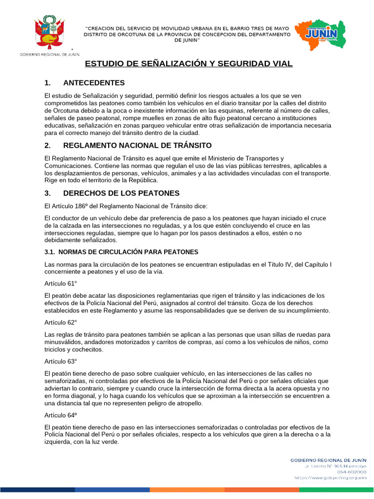 Estudio de Seguridad Vial y Señalizacion Orcotuna | PDF | Tráfico | Semáforo