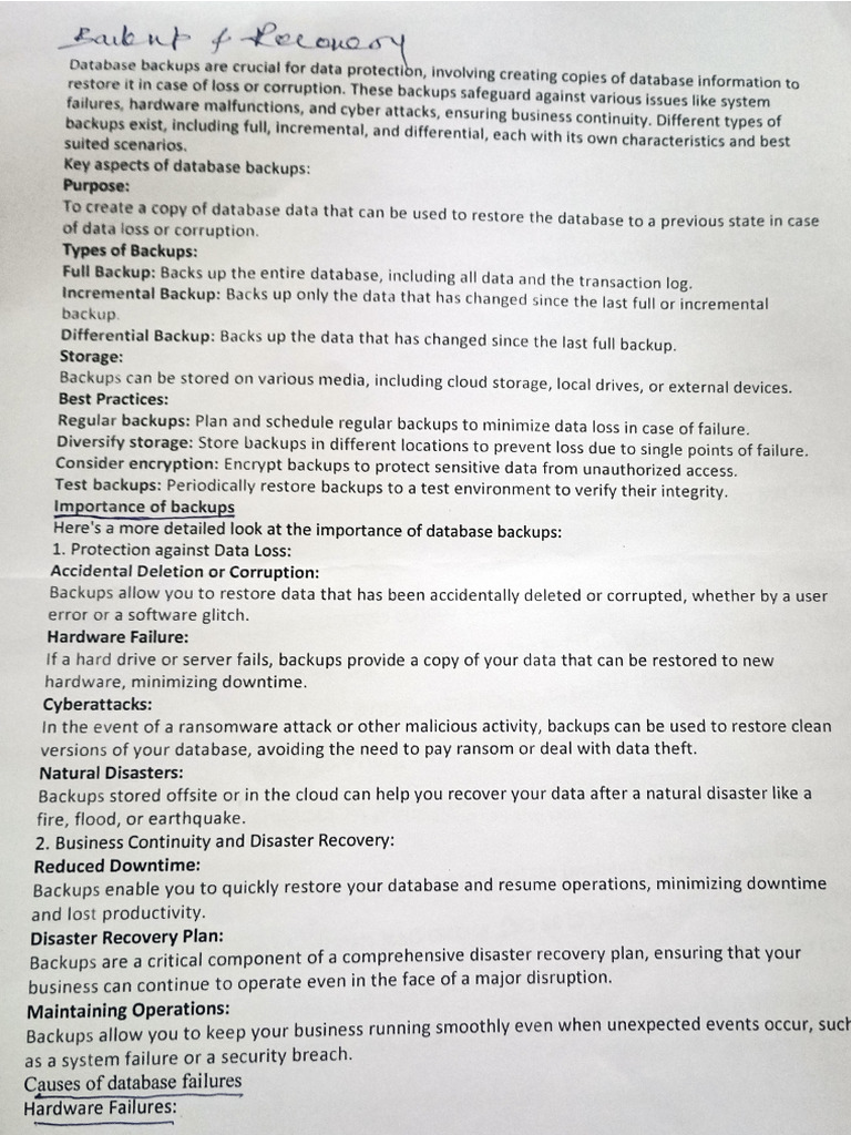 Database Backups and Recovery | PDF