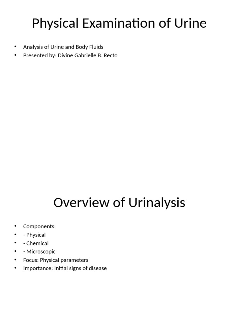Urinalysis: Key Physical Exam Insights | PDF