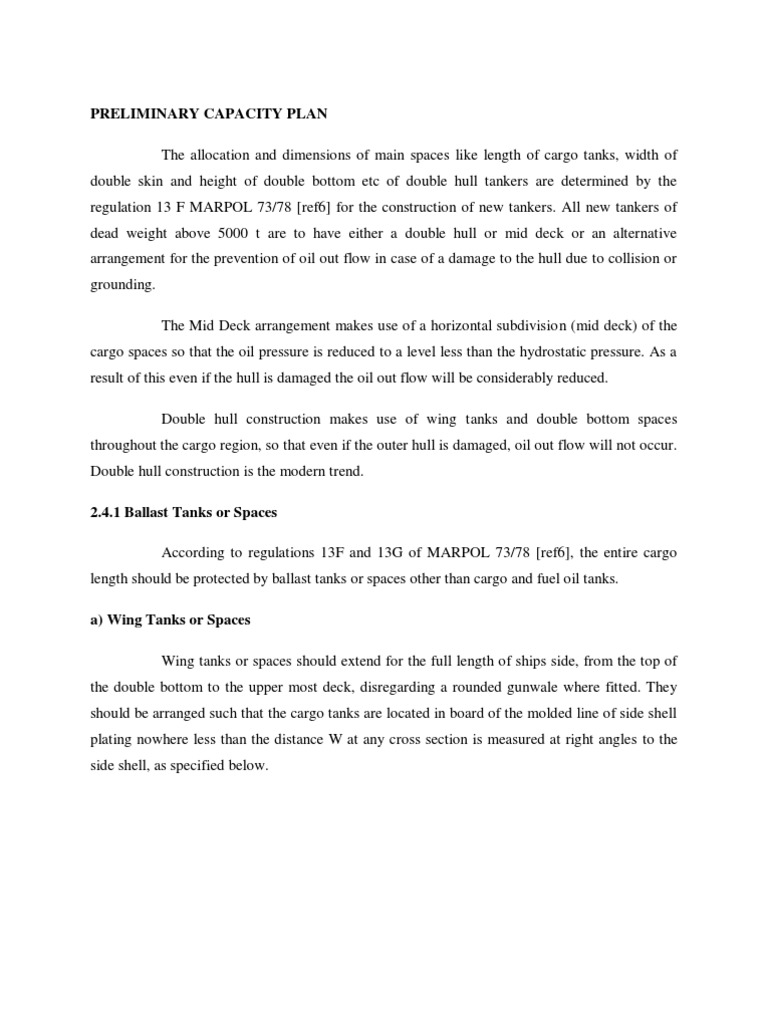 Preliminary Ship Capacity Plan | PDF | Oil Tanker | Ships