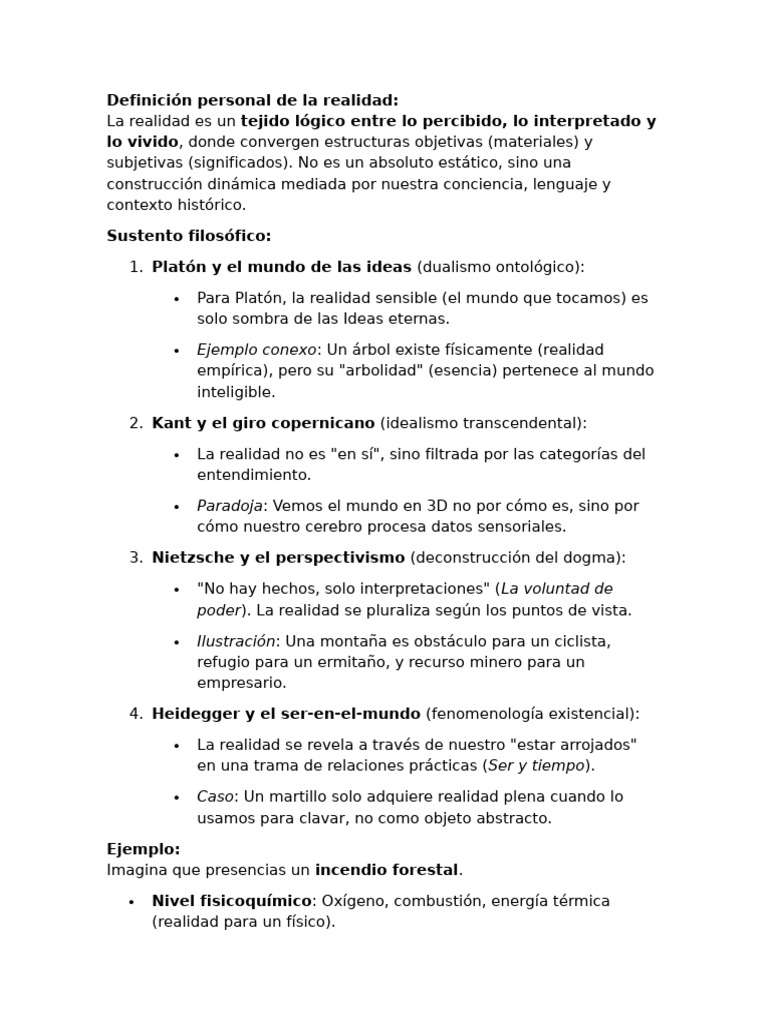 Definición Personal de Realidad | PDF | Realidad | Platón