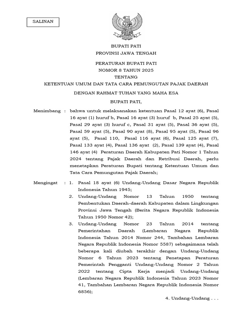 Perbup Pati 8 - 2025 | PDF