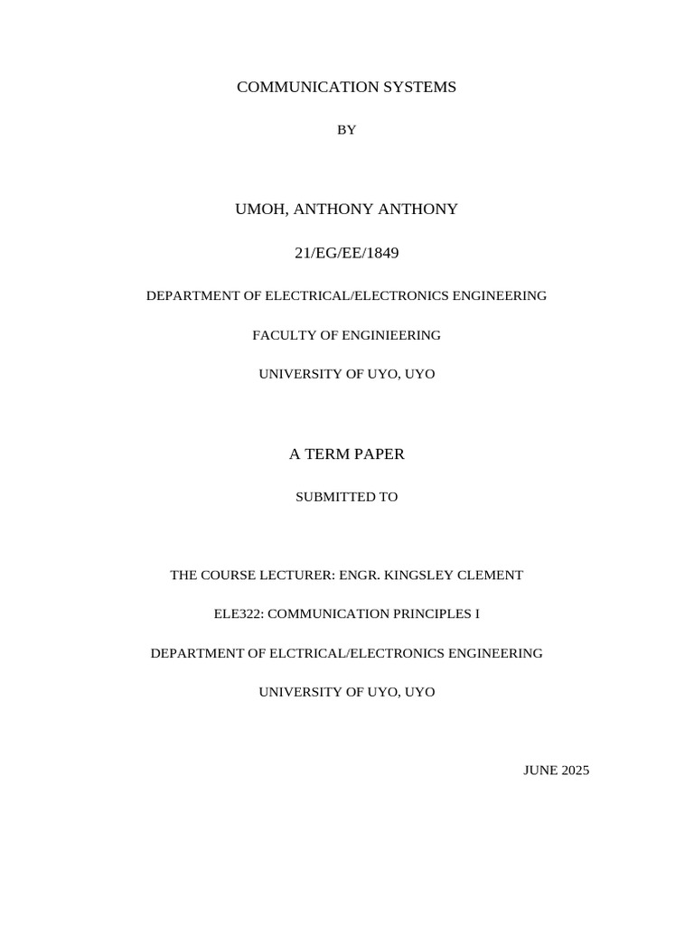 COMMUNICATION SYSTEMS Term Paper | PDF | Telecommunications ...