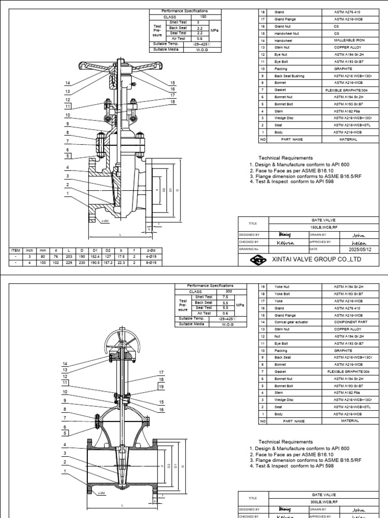Gate Valve Drawing-XINTAI | PDF | Valve | Mechanical Engineering