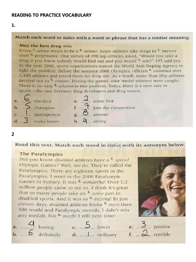 References - Reading To Practice Vocabulary - 1 | PDF