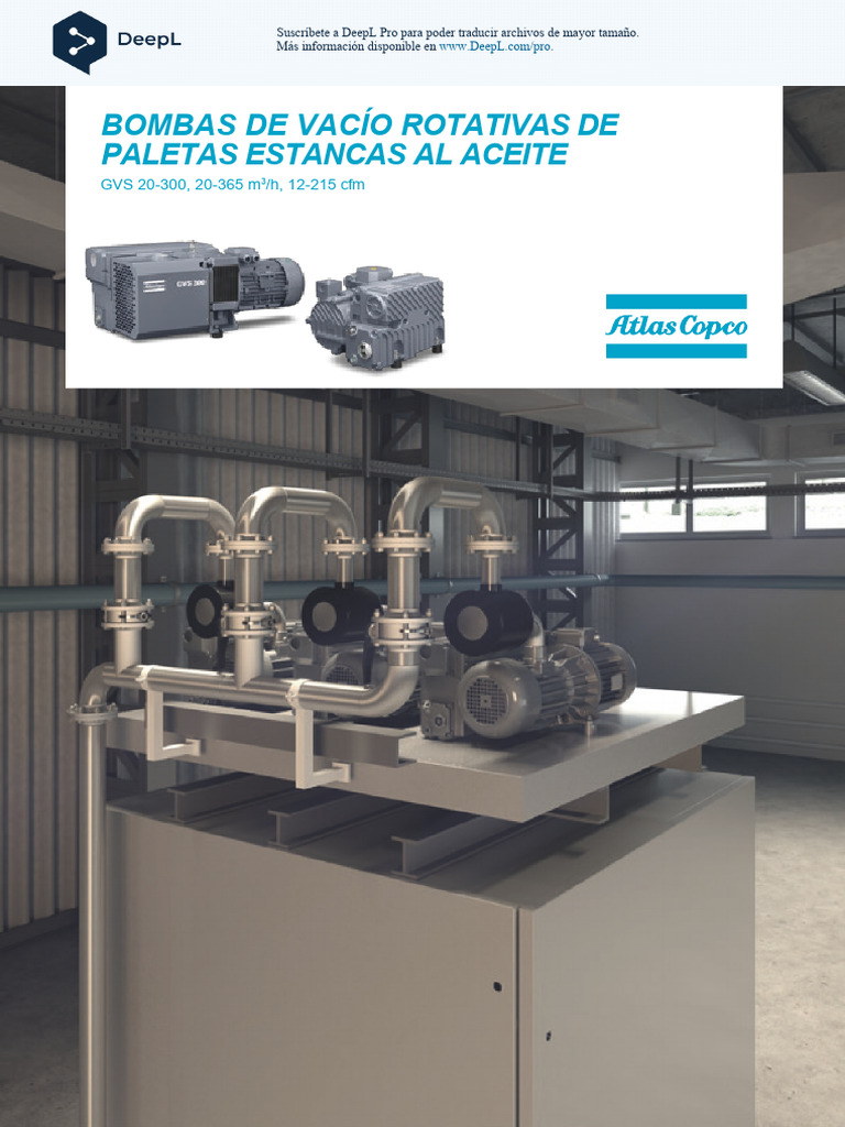 Bombas de vacío GVS 20-300 de Atlas Copco | PDF | Bomba | Vacío