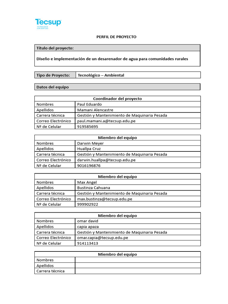 Perfil de Proyecto V2 | PDF | Agua | El pensamiento de diseño
