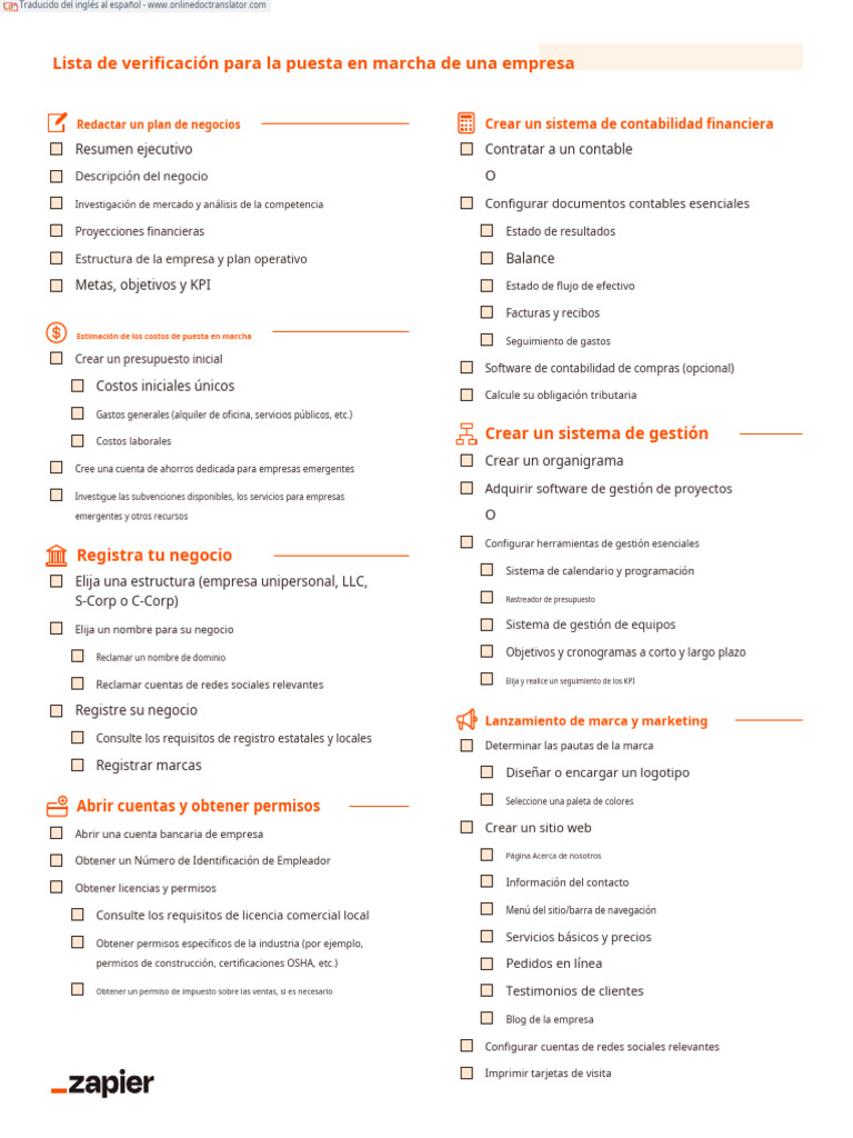 Business Startup Checklist - En.es | PDF | Contabilidad | Plan de negocios
