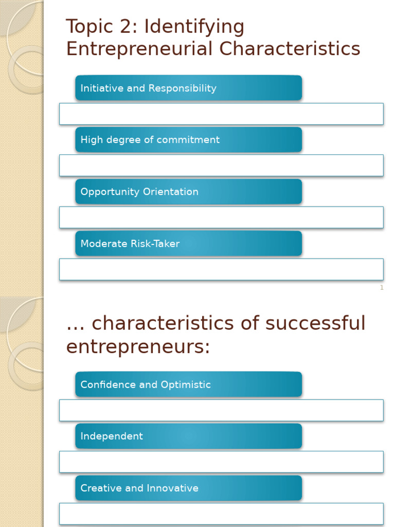 Topic2 - Identifying Entrepreneurial Characteristics | PDF