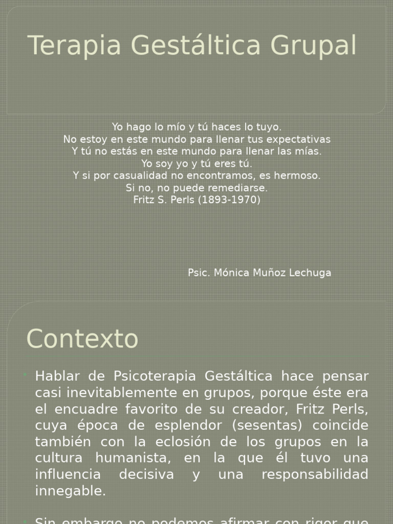 Terapia Gestáltica Grupal | PDF | Terapia Gestalt | Psicoterapia