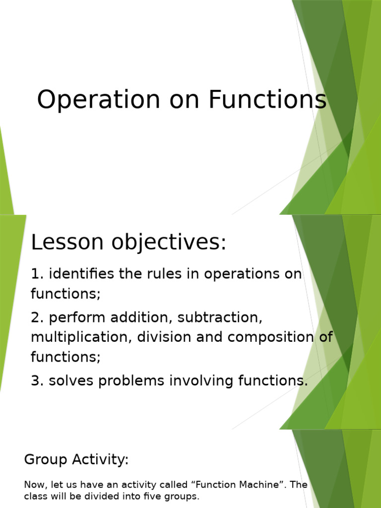 Operation On Functions | PDF | Function (Mathematics) | Mathematical Analysis