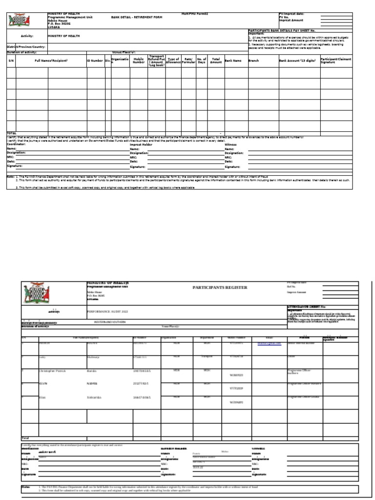 Acquittal Form for Health Program Payments | PDF