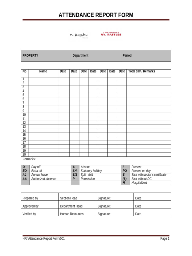 001-Attendance Report Form | PDF