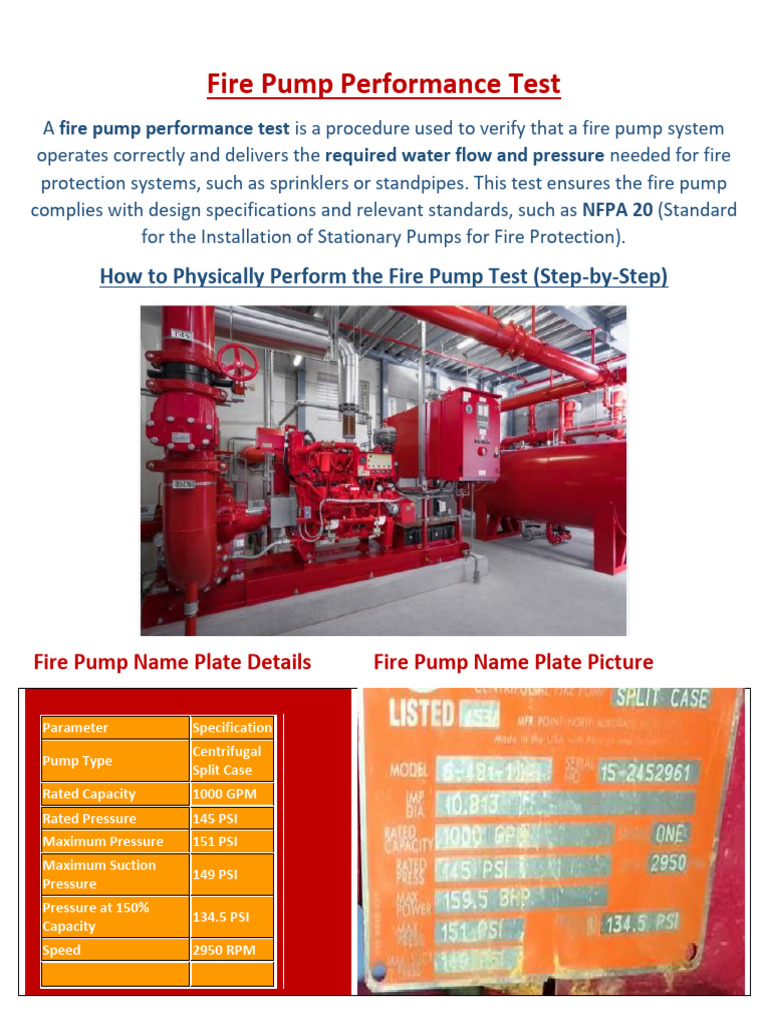 Fire Pump Test - Churn, Rated Flow & 150 - Flow Explained | PDF | Pump ...
