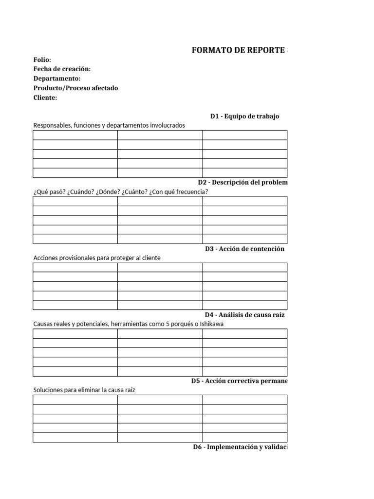 Formato 8D Profesional | PDF