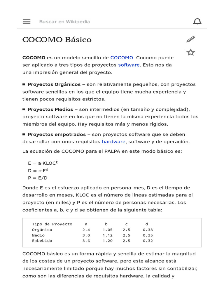 COCOMO Básico | PDF