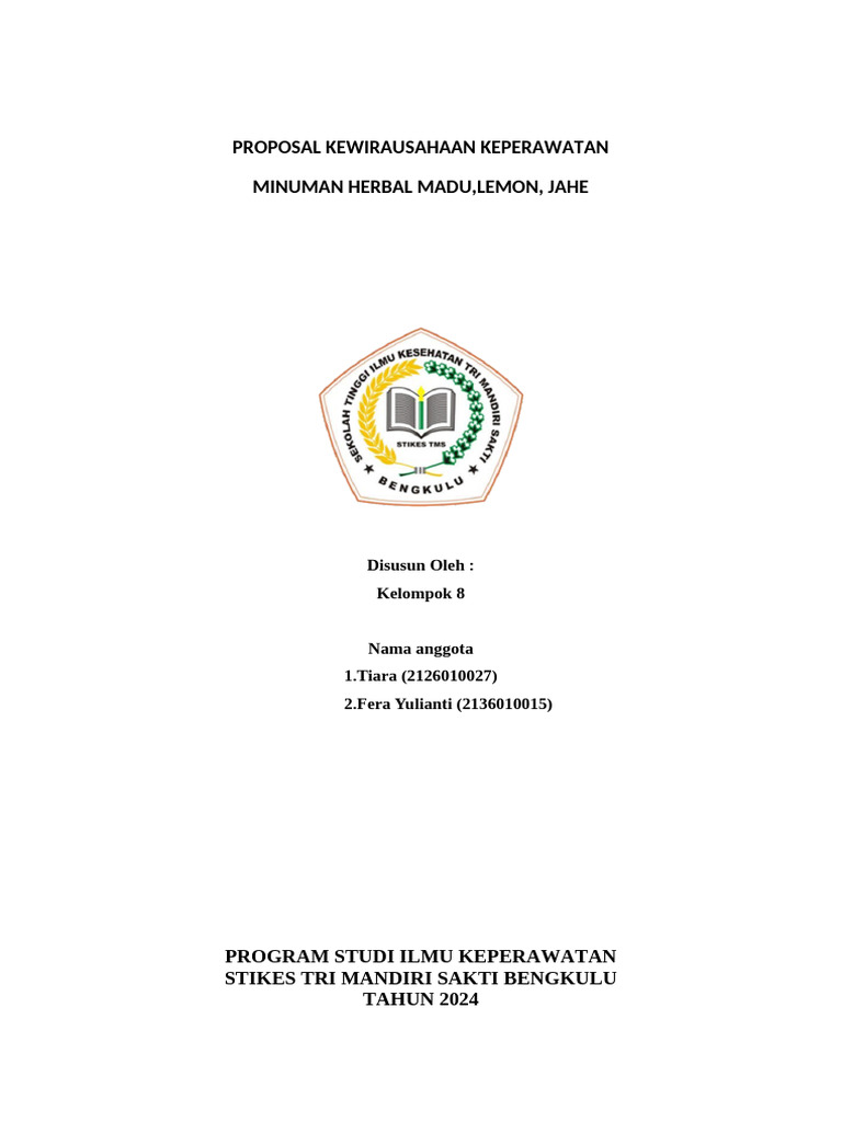 Proposal Madu Lemon Jahe | PDF