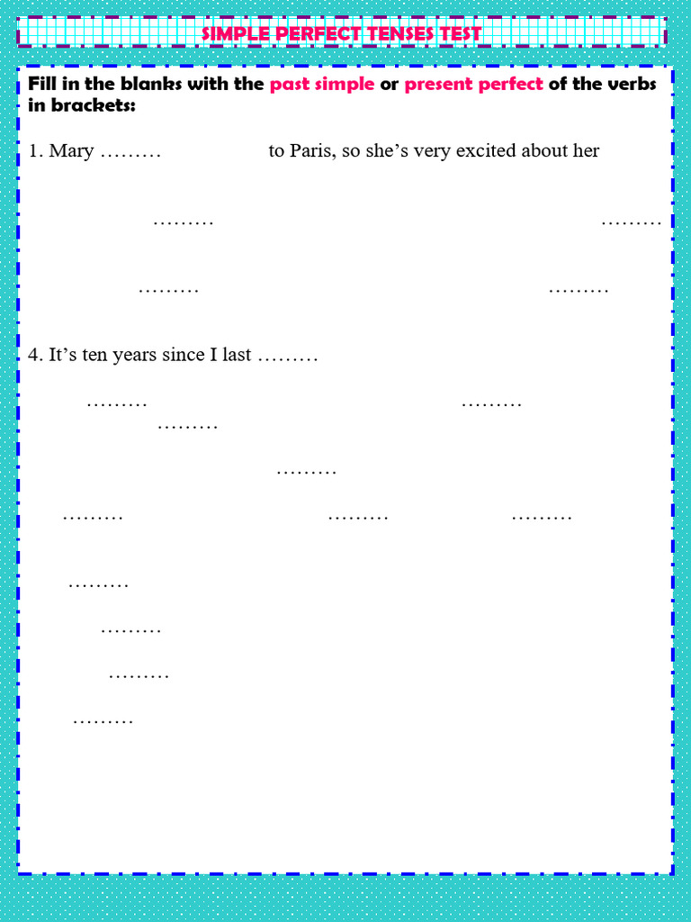 Simple Perfect Tenses Test | PDF | Linguistics | Grammar