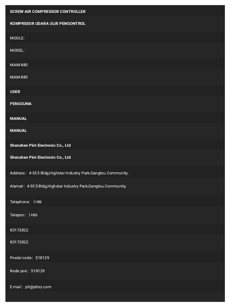 Manual Pengguna MAM-880 Controller | PDF