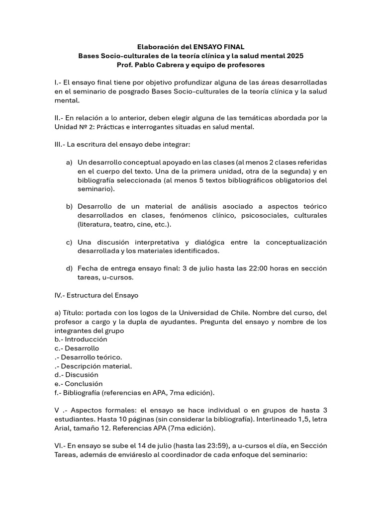 Pauta Ensayo Metodologí - A e Intervenciones Clí - Nicas II 2025 ...