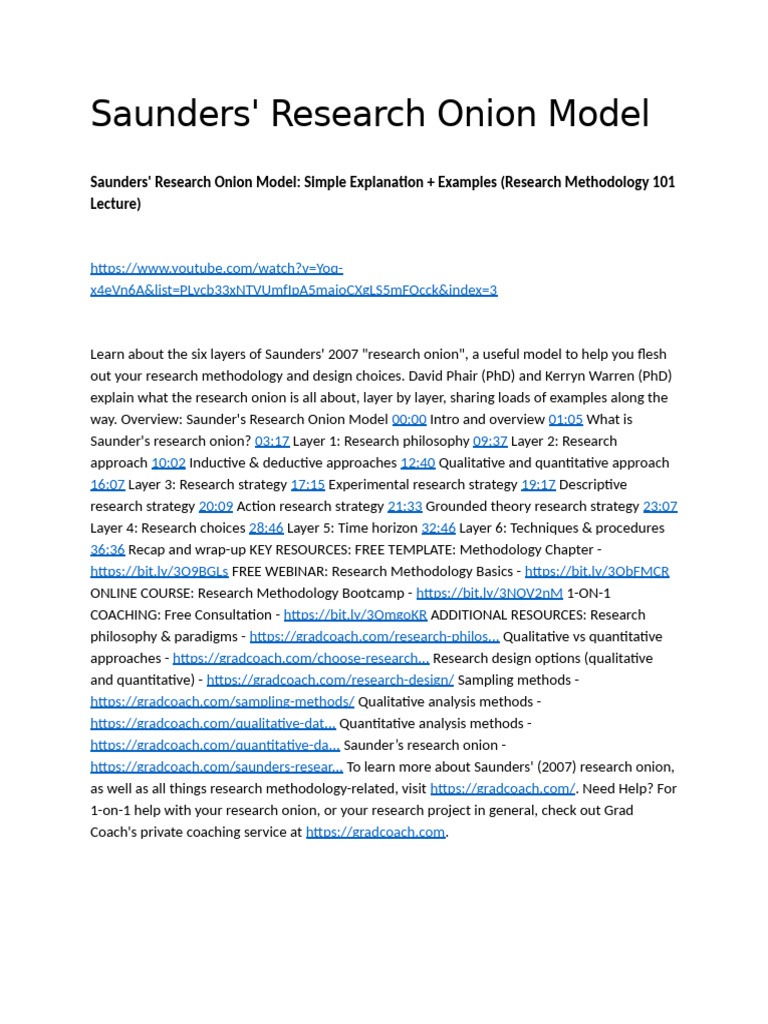 Understanding Saunders' Research Onion | PDF