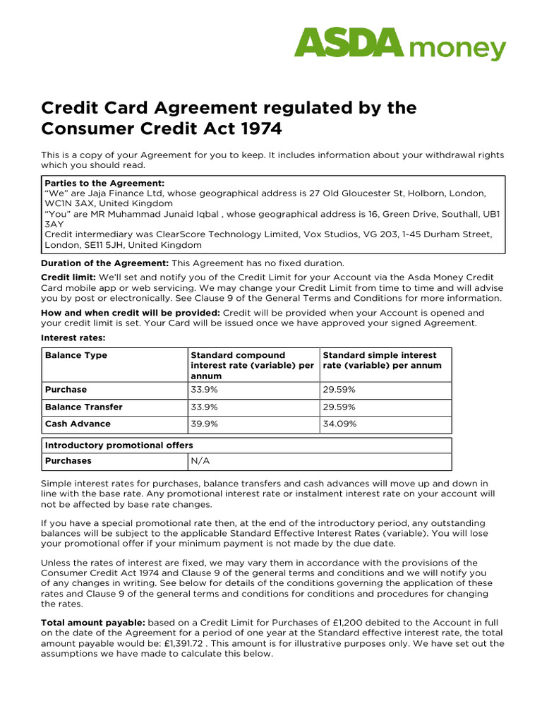 Credit Card Agreement Overview 2023 | PDF | Credit Card | Interest