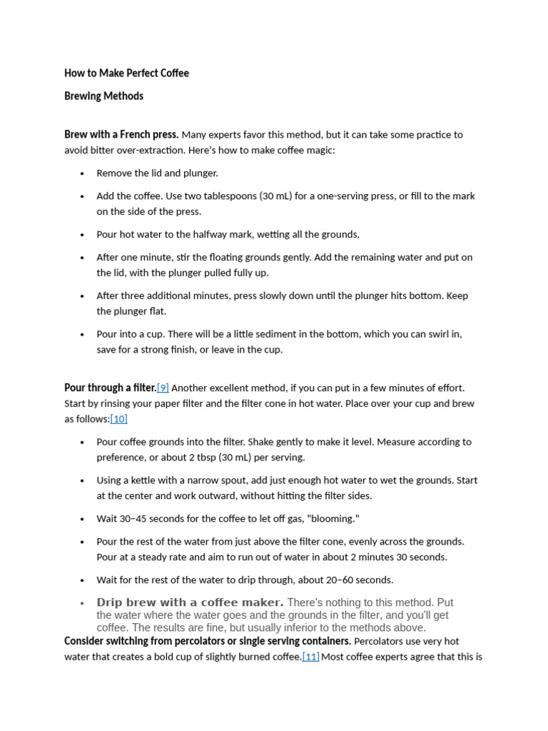How To Make Perfect Coffee Part 2 | PDF